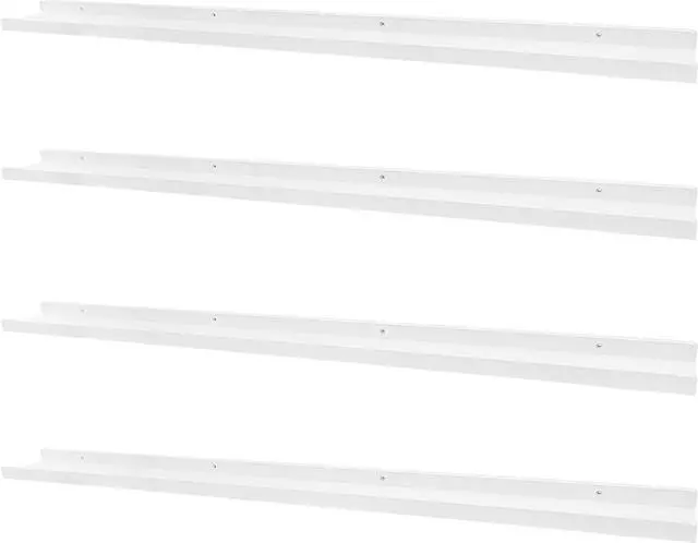 PHOENANCEE Long Floating Shelves for Wall 57 Inch Real Wood Picture Ledge with Lip Set of 4 Photo Frame Storage Display for Living Room Nursery Bedroom Bathroom Kitchen Home Office Decor White Newegg....