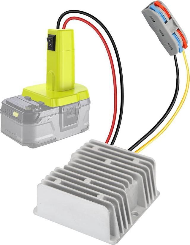 18V to 12V Step Down Converter Aadpter for Ryobi 18V Battery Voltage Converter DC Voltage Regulator 15A 180W Automatic Buck Converter Power Wheels Aadpter with Switch for DIY RC Car Toys