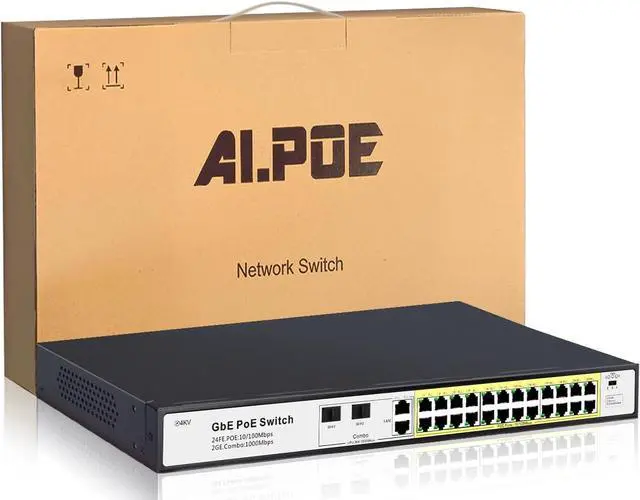 STEAMEMO 28 Port PoE Switch, 24 PoE+ Port@ 360W, 2 Gigabit Uplink, 2*1G ...