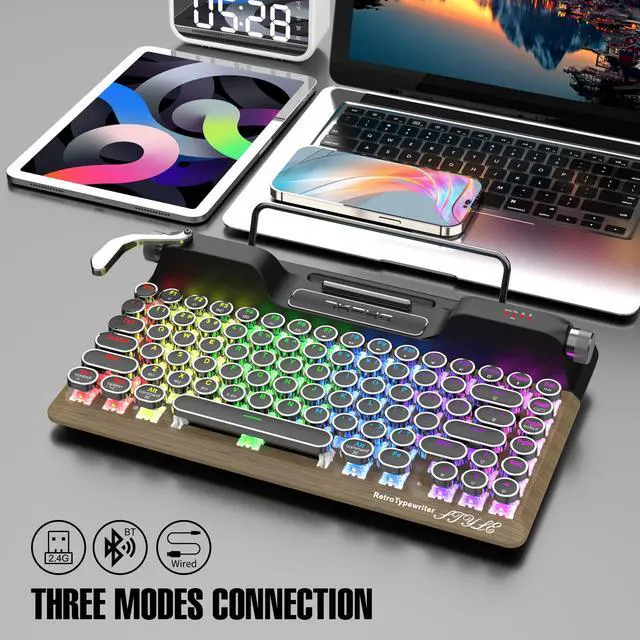 7KEYS Retro Typewriter Wireless Keyboard Style, Mechanical Keyboard ...
