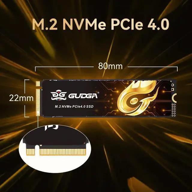 GUDGA M.2 SSD 2TB with 2GB DRAM Cache NVMe 1.4 2280 PCIe Gen4×4 Ultra ...