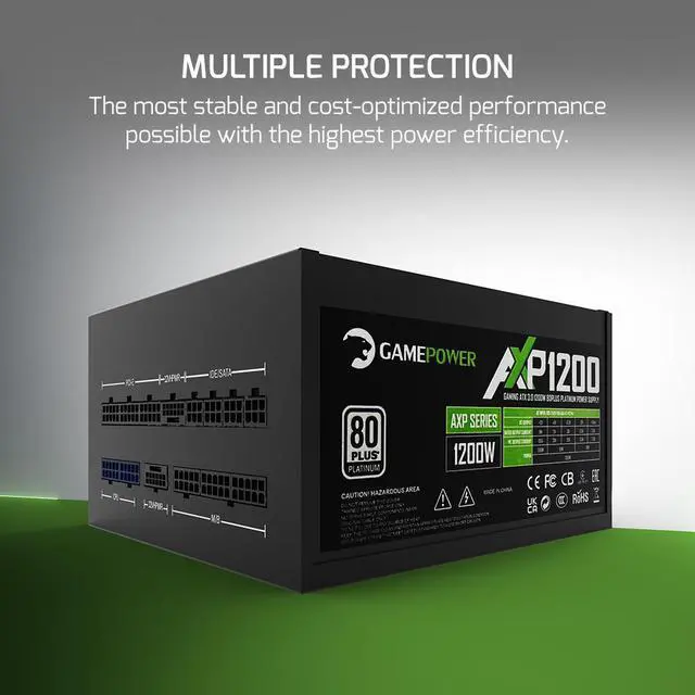 GAMEPOWER AXP-1200 Gen5 PCIe 5 & ATX 3.0 Gaming Pc Power Supply, 1200W ...