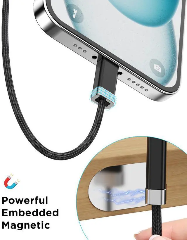 Magtame USB A to USB C Cable, 2Pack Magnetic Anti-Drop with Organizer ...