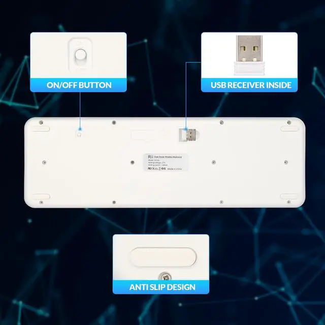 Rii Wireless Typewriter Style Gaming Keyboard, Multi-Device Connections ...