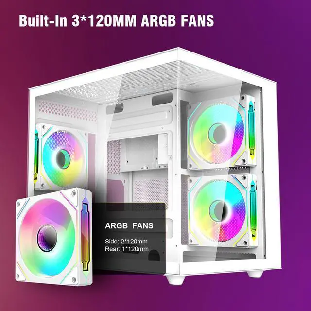 Ruix OV-502 White Color Dual USB3.0 Full View Tempered Glass Mid Tower ...
