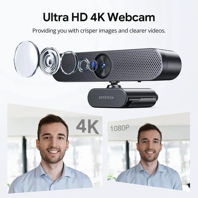 DEPSTECH 4K Webcam with Remote Control, Ultra HD Webcam with ...