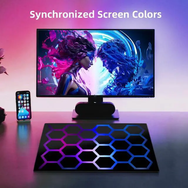 Neonaze Gaming Mouse pad with Hexagonal Glowing Pattern, RGB LED Mouse ...
