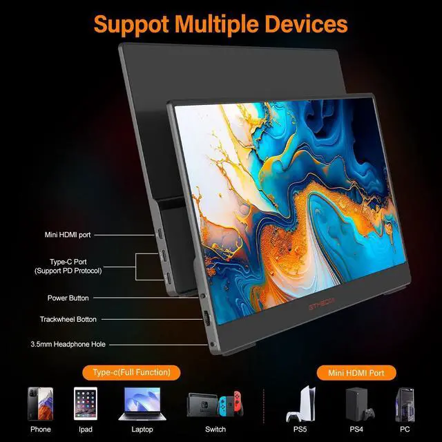 GTMEDIA 14'' Portable Laptop Monitor with 1920 * 1080(1080P) IPS FHD ...