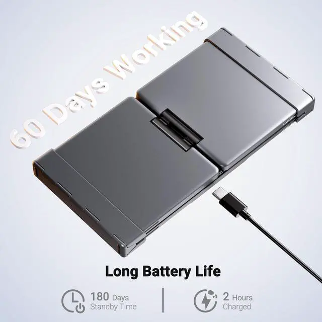 iClever Foldable Bluetooth Keyboard, BK18 Foldable Keyboard with Touchpad and Number Pad ...