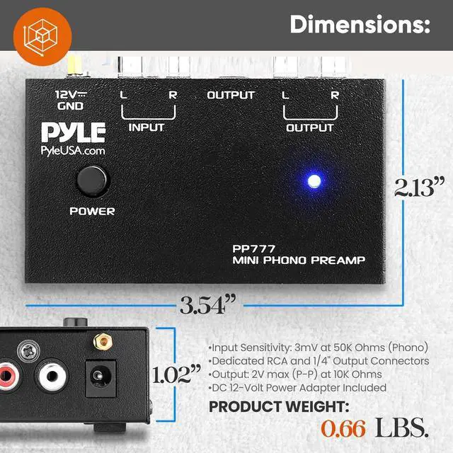 Pyle Phono Turntable Preamp - Mini Stereo Preamplifier with RCA Input ...