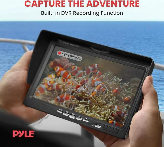 Pyle 7'' LCD Monitor Underwater Fishing Camera - 1000TVL with DVR ...