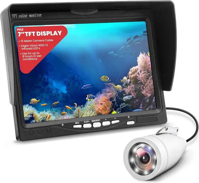 Pyle 7'' LCD Monitor Underwater Fishing Camera - 1000TVL with DVR ...