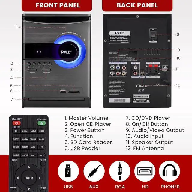 Pyle 30W Home Stereo Shelf System - Wireless Bluetooth Streaming with ...