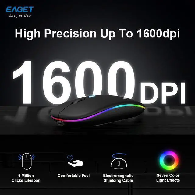 EAGET Wireless Bluetooth Mouse, Dual Mode Connectivity (Bluetooth 5.0 ...