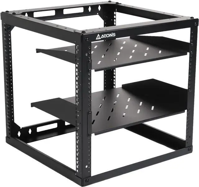 AEONS 10U Open Frame Network Server Rack 19-inch 4 Post AV Rack with ...