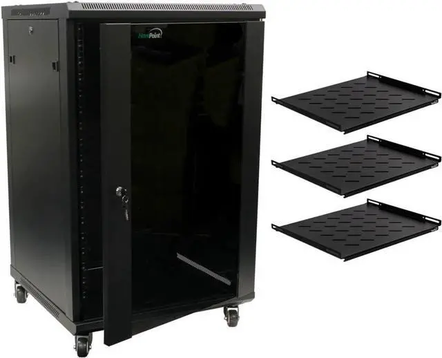NavePoint 18U Wall Mount Server Data Cabinet 24 Inch Depth Glass Door ...
