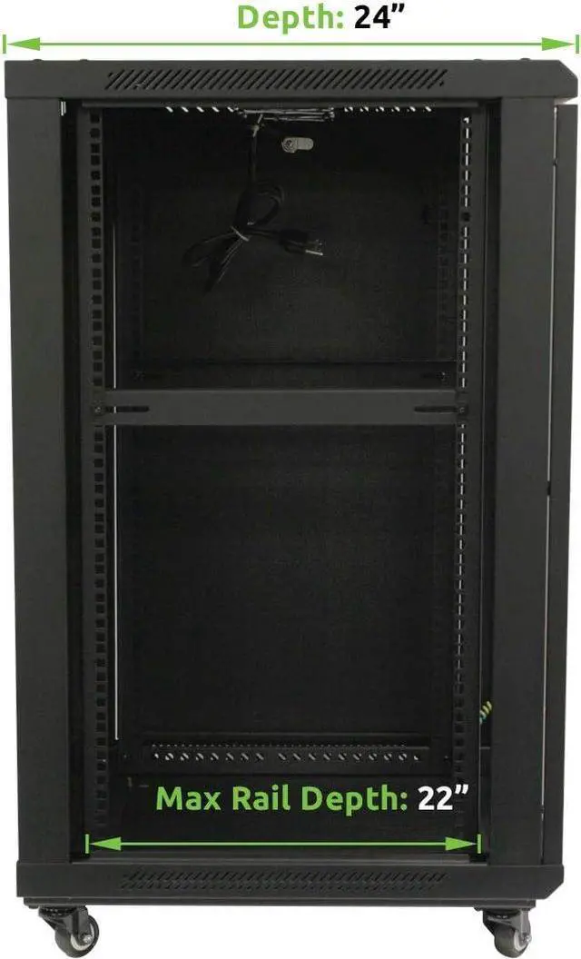NavePoint 18U Wall Mount Server Data Cabinet 24 Inch Depth Glass Door ...