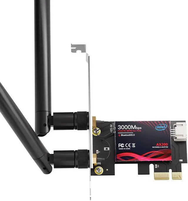 WiFi 6 PCIe Card for Gaming PC with Bluetooth 5.2,3000Mbps Ultra-Low ...