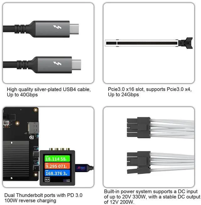 PCIE 3.0 x16 24Gbps Thunderbolt eGPU Dock, Cable Compatible with ...