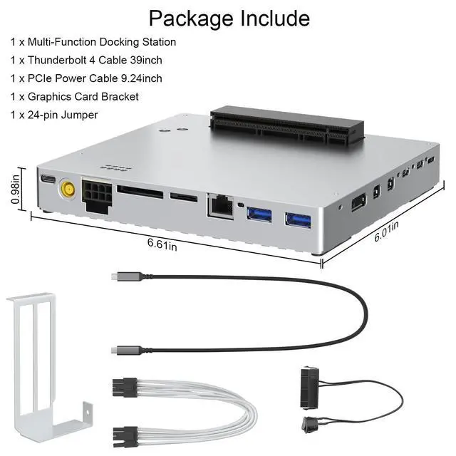 PCIE 3.0 x16 24Gbps Thunderbolt eGPU Dock, Cable Compatible with ...