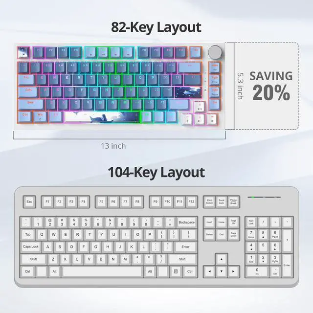 Sea Mist 75% Wired Gaming Keyboard - Hot Swappable, Gasket Mount, Red ...