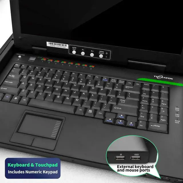 1U Rack Mount KVM Console, 1080P 15.6" LCD Monitor, 8 Port VGA KVM ...