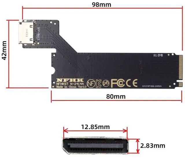 NFHK PCI-E 4.0 M.2 M-Key to Oculink SFF-8612 SFF-8611 Host Adapter for ...