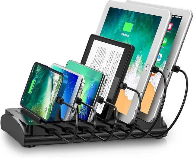 60W Charging Station for Multiple Devices, ETL Certified Powstick 6 ...