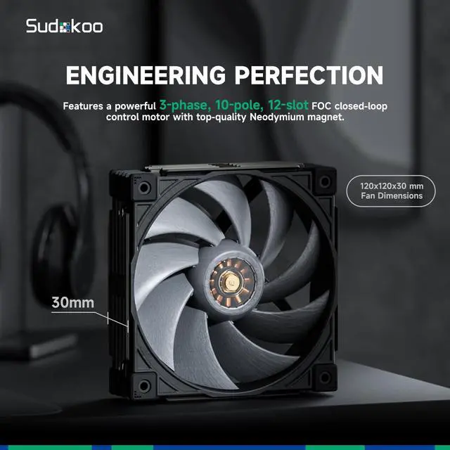Sudokoo MACH120-3IN1 120mm Case Fan: 3 Pack PWM Quiet PC Fans with FOC ...