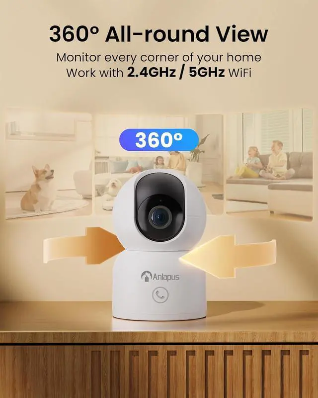 Anlapus 4 x 2MP Home Security Indoor Camera, C518 1080p Pan/Tilt WiFi ...