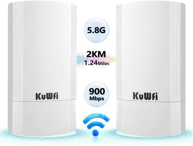 KuWFi 5.8G Point to Point Outdoor WiFi Bridge,900Mbps Network Wireless ...