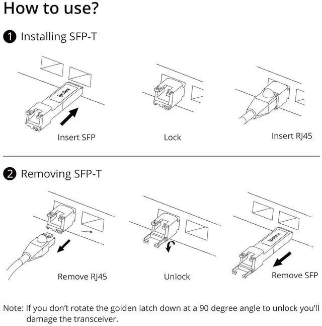 ipolex 1.25G SFP Copper Transceiver, 1000Base-T SFP to RJ45 SFP Module, Up to 100m,Gigabit SFP ...