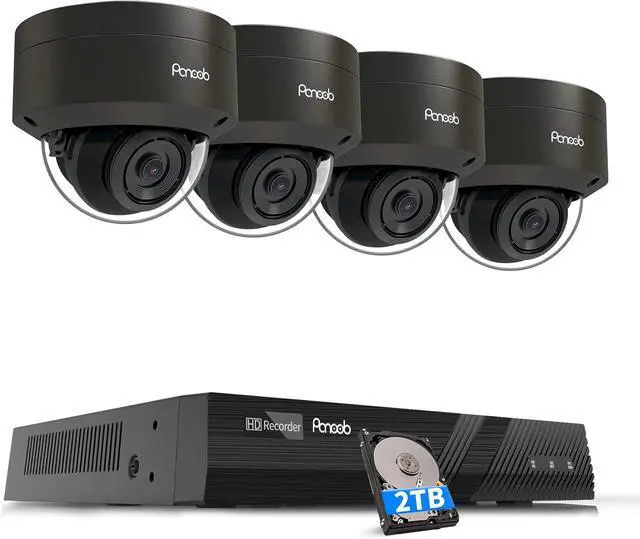 5MP Home Security Camera Systems, 4PCS Wired IP Vandal-Proof Dome ...
