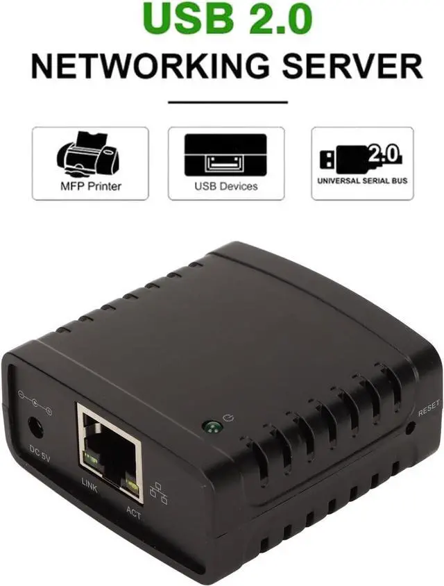 GOWENIC USB Printer Server, Printer Network Sharer, TCP/IP LPR Print ...