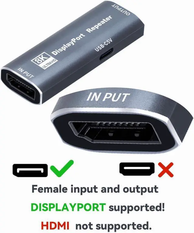 Techigher DisplayPort Repeater Amplifier Signal Booster - 4K@240Hz 33ft ...