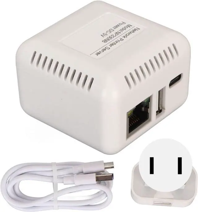 Printer Server, USB 2.0 Computer Print Server Adapter 100-240V Multiple ...