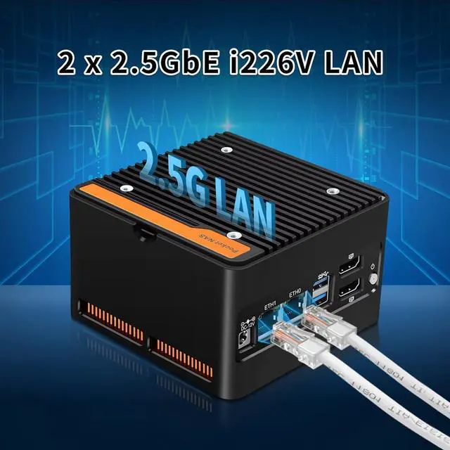 SJRC 4 Bay NAS Mini PC N150, 4 x NVMe Micro NAS Server for Desktop, 2 x ...