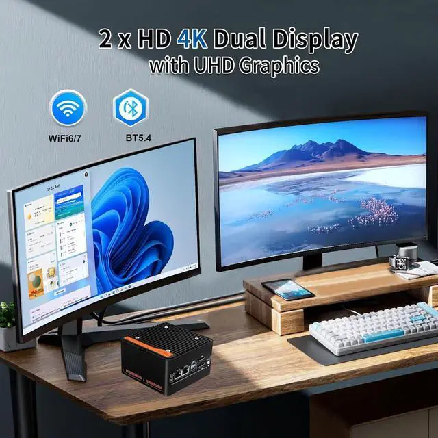 SJRC 4 Bay NAS Mini PC N150, 4 x NVMe Micro NAS Server for Desktop, 2 x ...