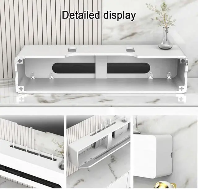Solid Wood Wall Mounted WiFi Router Shelf Storage Box with Cord ...