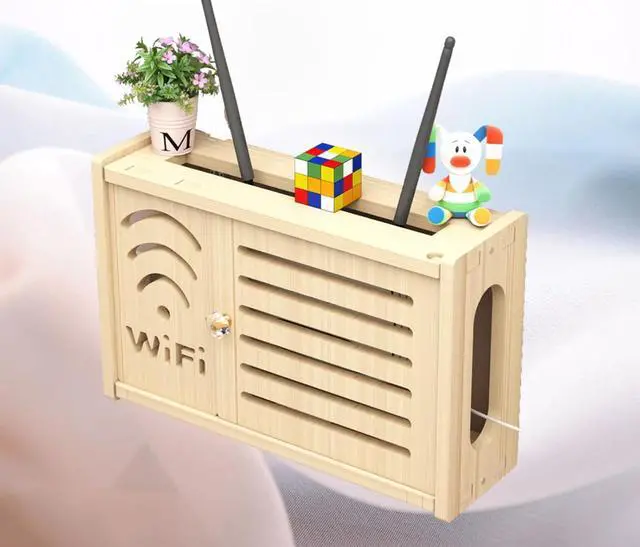 WiFi Storage Box White Wireless WiFi Router Storage Box Shelf Cords ...