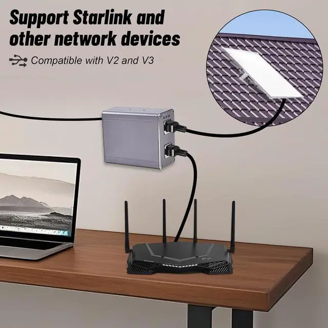 Starlink Ethernet Adapter Gen 3 High-Performance PoE Injector, 12V ...
