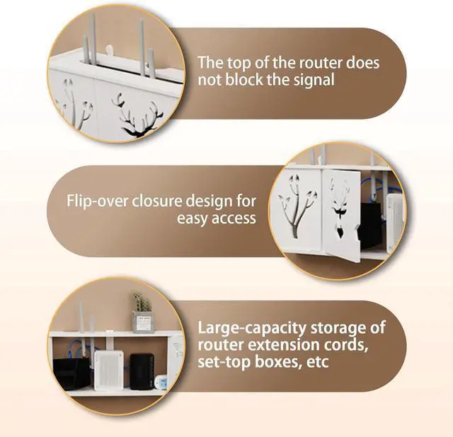 Router Box Cover Wall Mounted Router Storage Rack Wall Shelf for Cable ...