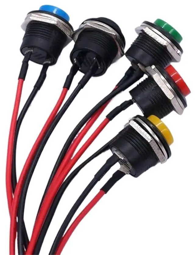 6pcs Push Button Wired Switch 16mm Momentary 6A/125VAC 3A/250VAC Round ...