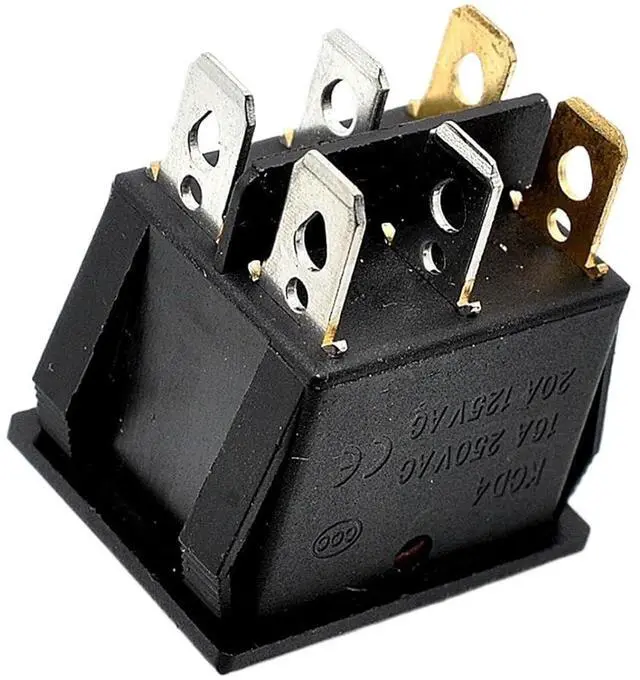 5pcs KCD4 AC 250V 16A Red Light 6P Terminals ON/Off Double SPST 2 Way ...