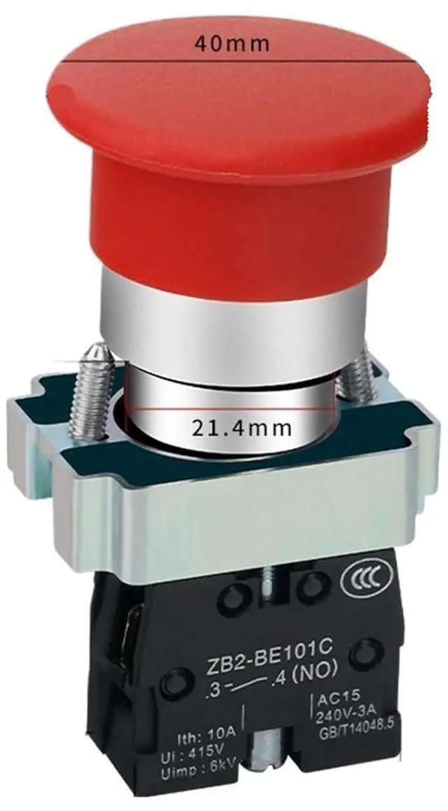 22mm XB2-BC31 XB2-BC42 Mushroom Head Push Button Switch Momentary Self ...