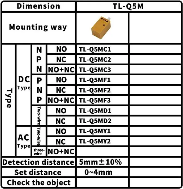 1pcs Square Waterproof Proximity Switch Inductive Sensor TL-Q5MC1/C2/C3 ...