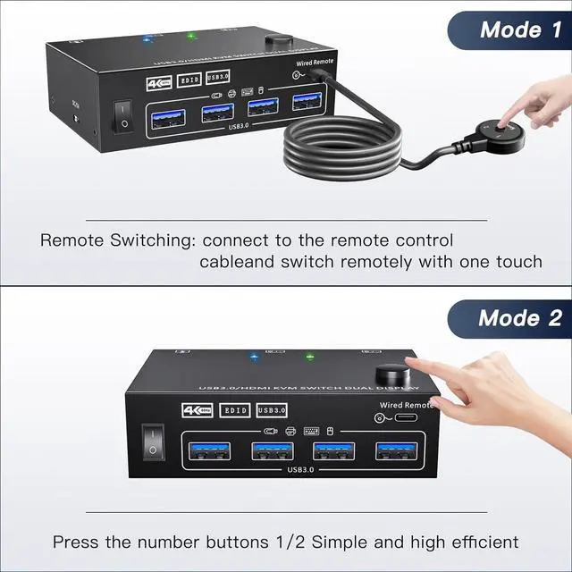USB3.0 High Definition Port Double Channel KVM Switcher 202AS High ...