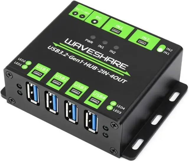 Industrial Grade USB 3.2 HUB Switchable 2 Hosts Extend 4x USB Ports, 2 ...