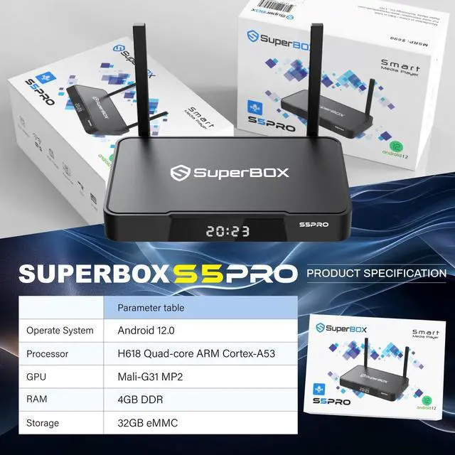 Superbox S5 Pro Ultimate Android 12 Smart TV Box, 7-Days Playback ...