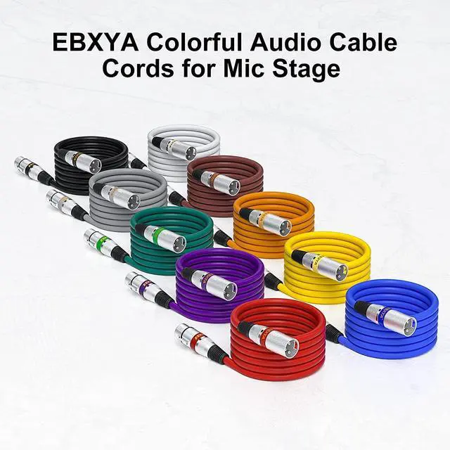 EBXYA 10PCS 25 ft XLR Cable Set - Balanced 3-Pin Microphone Cables with ...